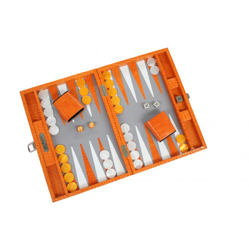 OrangeCrocMediumBackgammon – Luxury Pool Tables - Pool Dining Table Experts