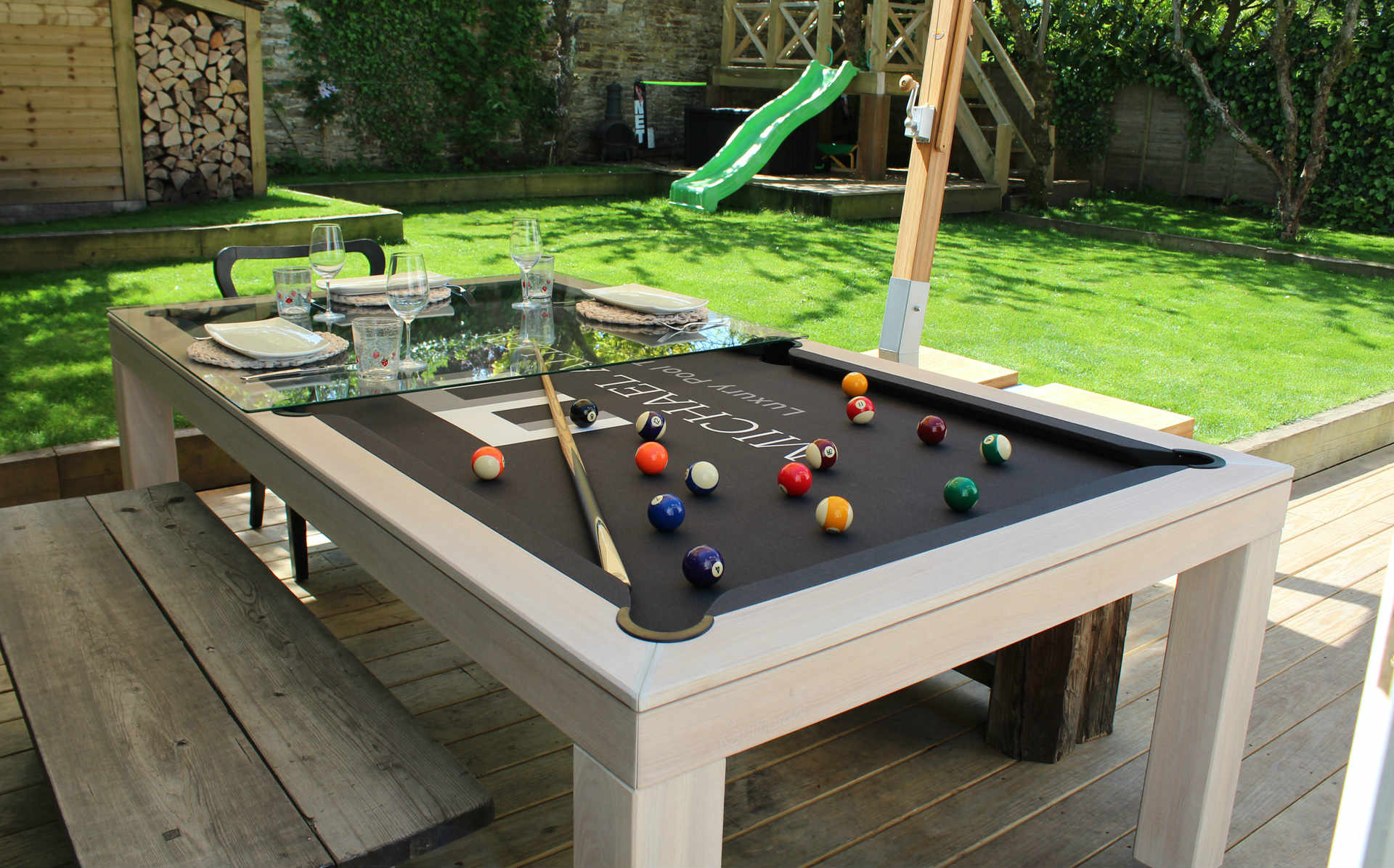 Outdoor Pool Table - Luxury Pool Tables - Solid Oak
